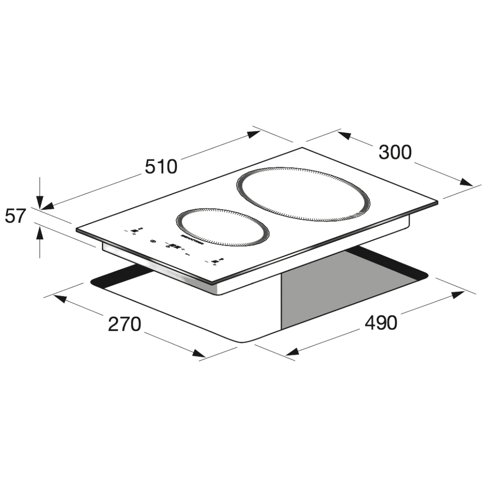 Professional Induction Glass Hob 30 cm - Luna - Black Glass