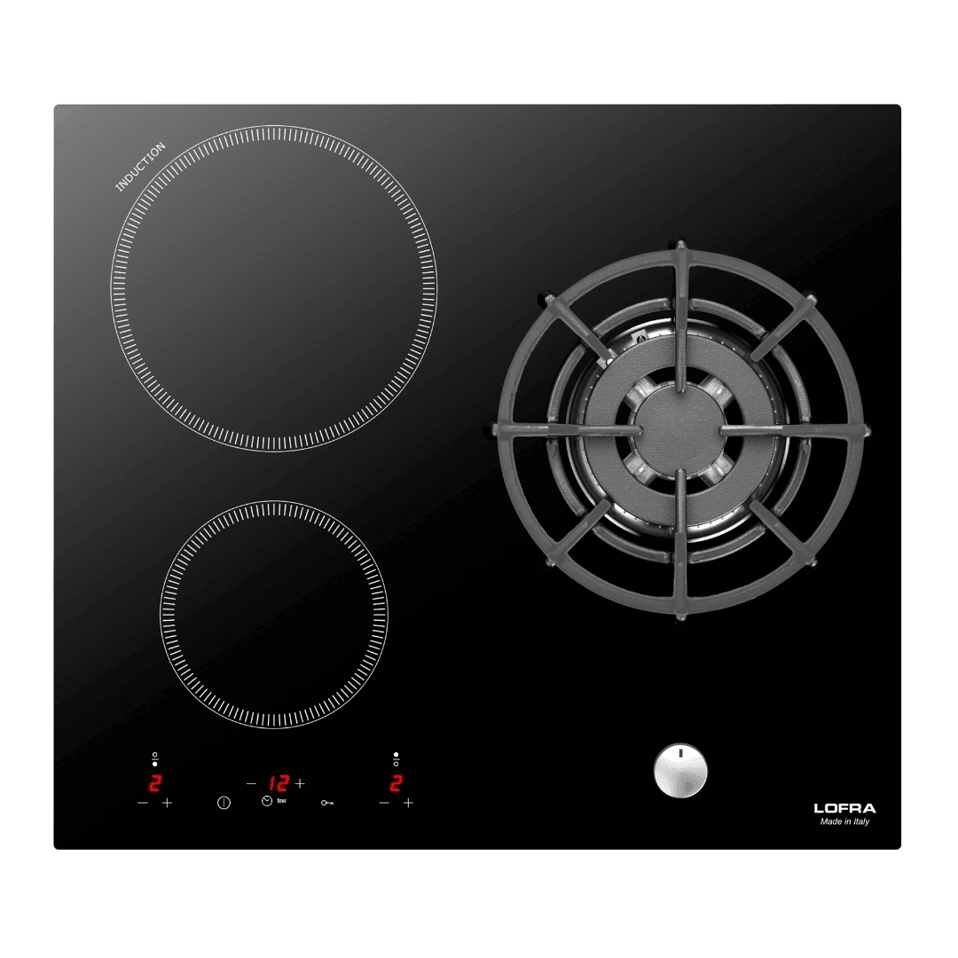 Professional Induction Glass Hob 60 cm - Luna Mixed Hob - Black Glass
