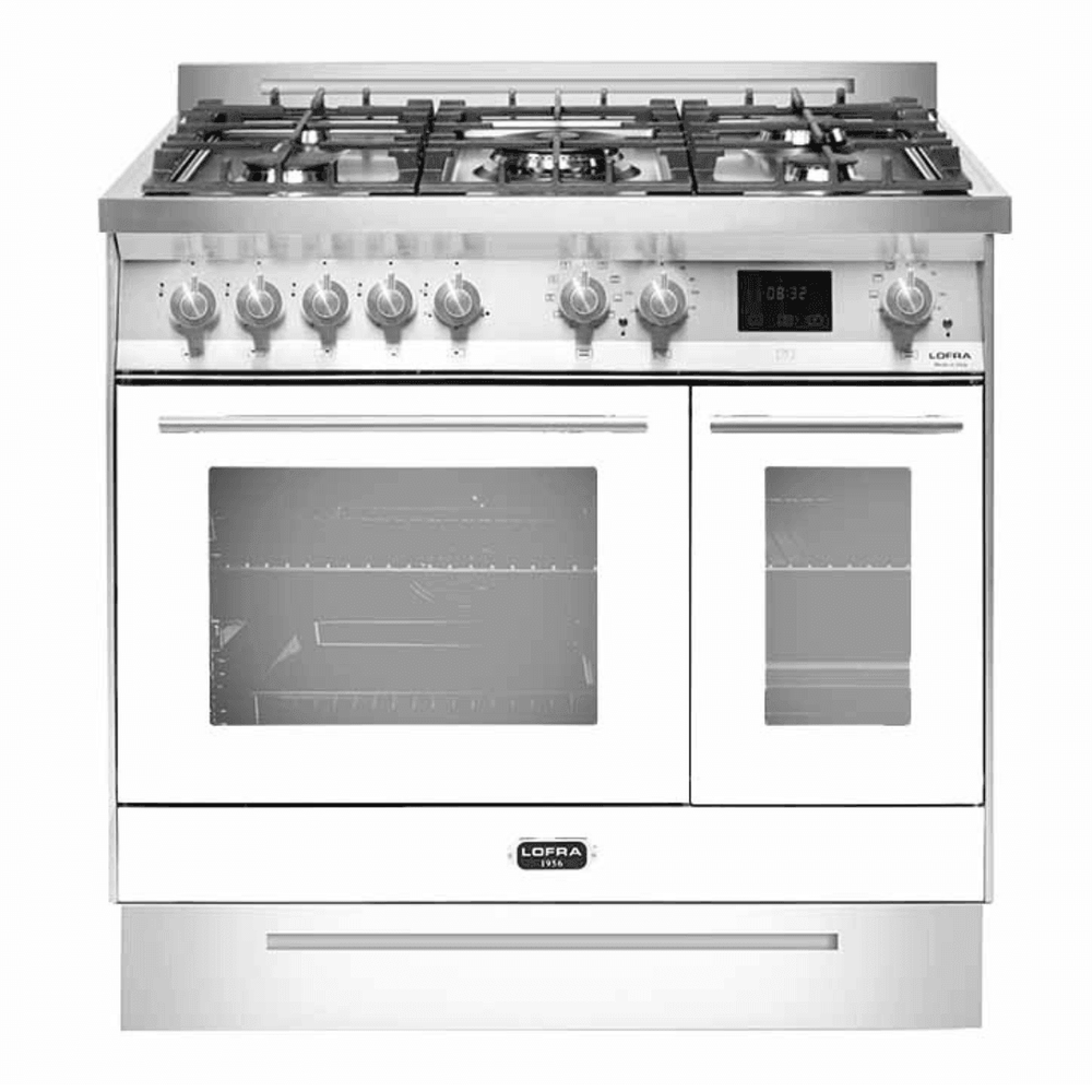 Ex-Display - Venezia 90 cm Double Oven Dual Fuel Range Cooker - Pearl